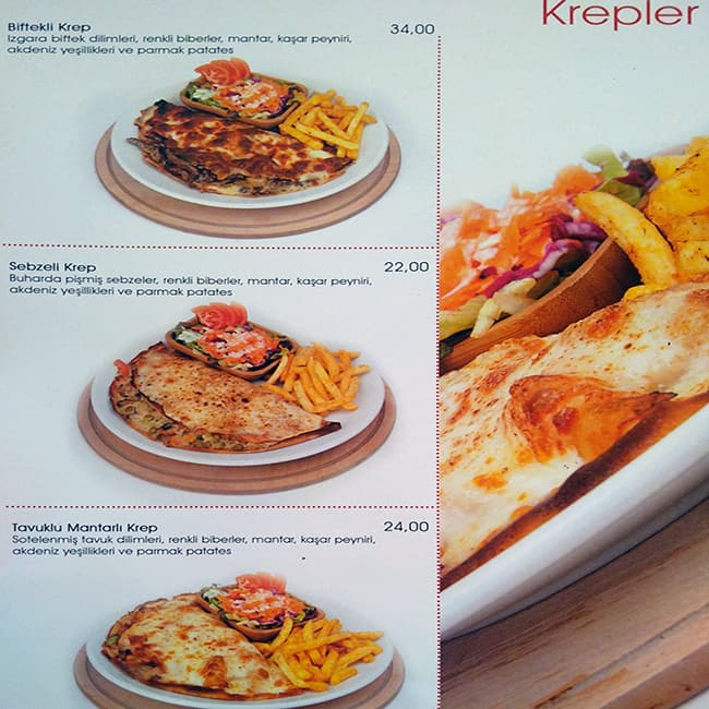 Menu at Bilir Cafe, Istanbul, Uskudar Cd.