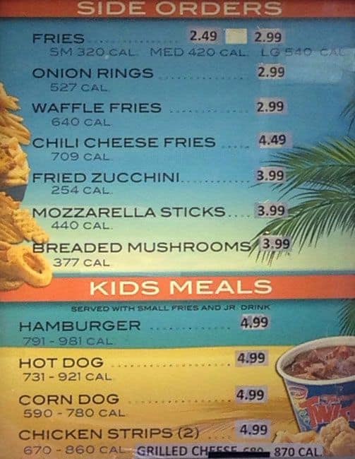 Menu at Fosters Freeze restaurant, Napa, W Imola Ave