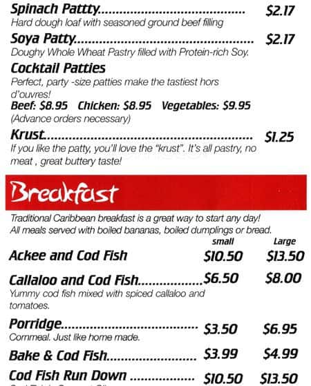 Menu at Golden Krust restaurant, Charlotte, 440 E McCullough Dr Suite 126