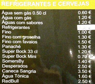 Menu at Espaço TQ pub & bar, Porto, Rua da Constituição