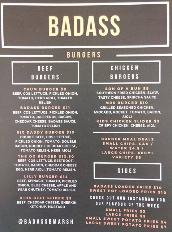 Menu at Badass Burgers, Fish & Chips fast food, Darley