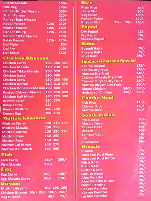 Menu at Chicken Wala, Jhansi, Opposite Munna Lal Power House