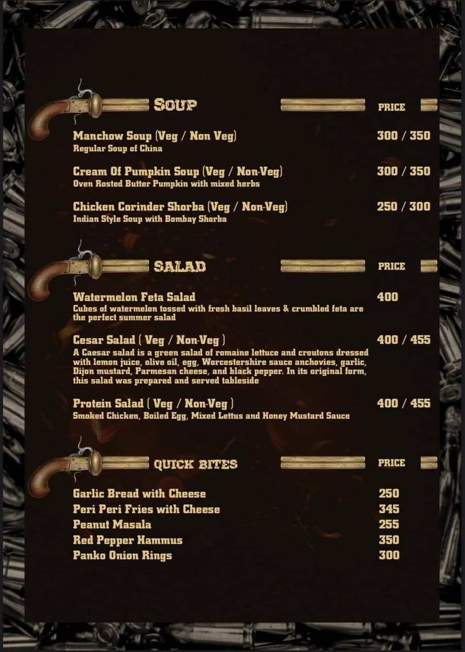 Menu of Bang Bang Goa, Candolim, Goa