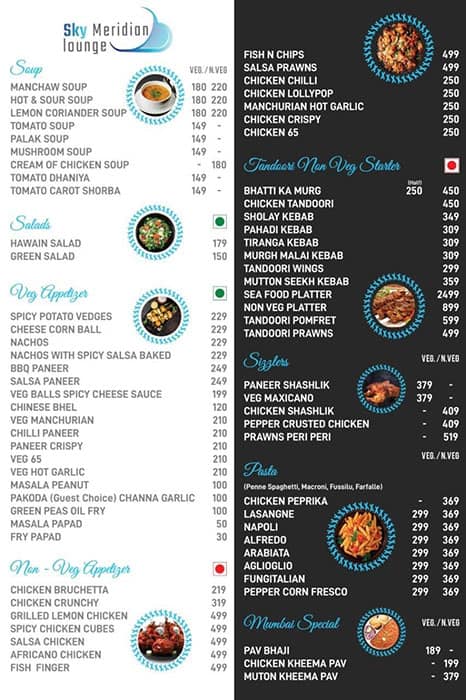 Menu of Sky Meridian, Dombivali East, Thane