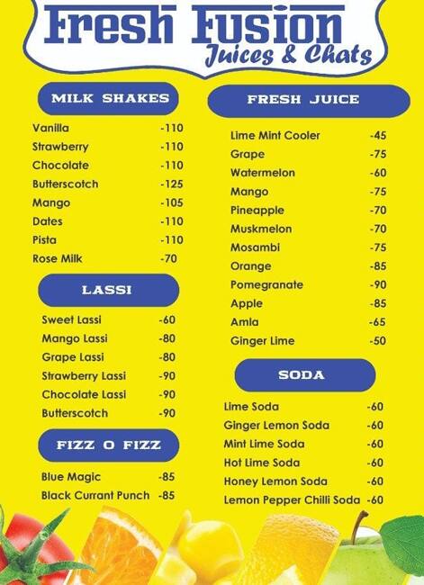 Menu of Fresh Fusion, Peelamedu, Coimbatore