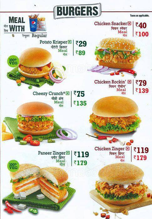 Menu at KFC, Mumbai, Jogeshwari West