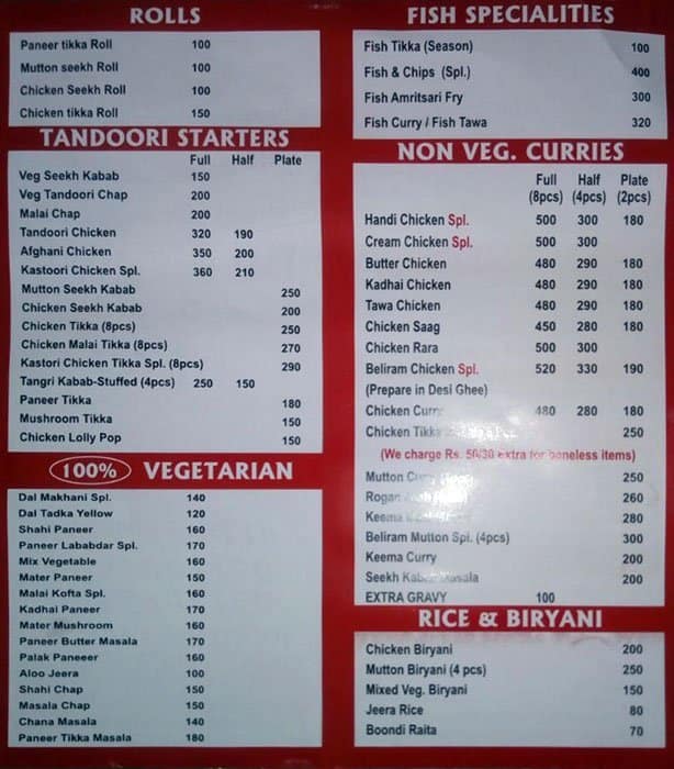 Chawla's Tandoori Junction Menu - Zomato