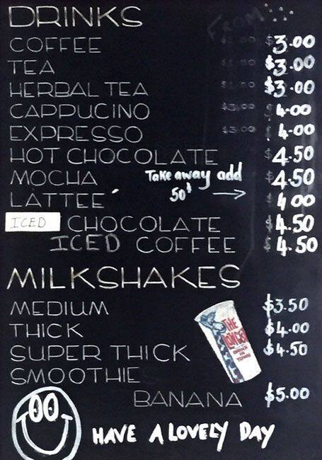 Menu at Cafe Ole, Carterton