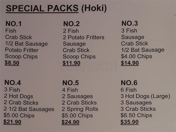 Menu at Reel Fish & Chips restaurant, Hamilton