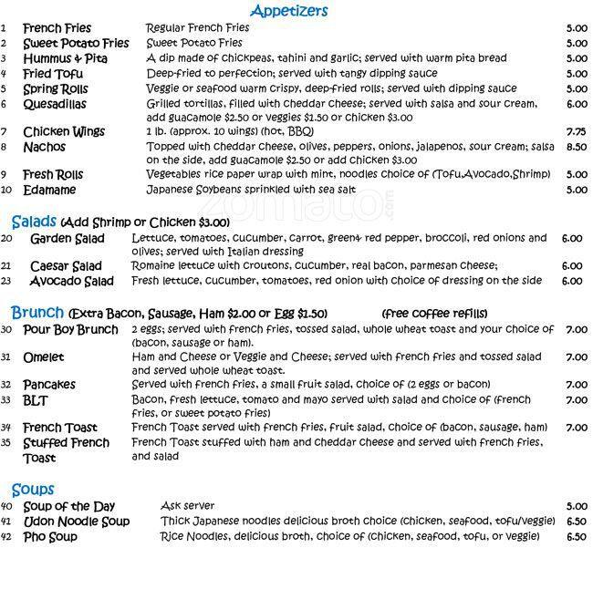 Menu at Pour Boy - Manning pub & bar, Toronto, 666 Manning Ave