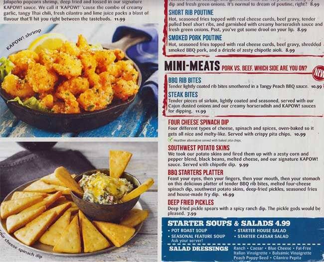 Menu at Montana's pub & bar, Ottawa, Merivale Rd