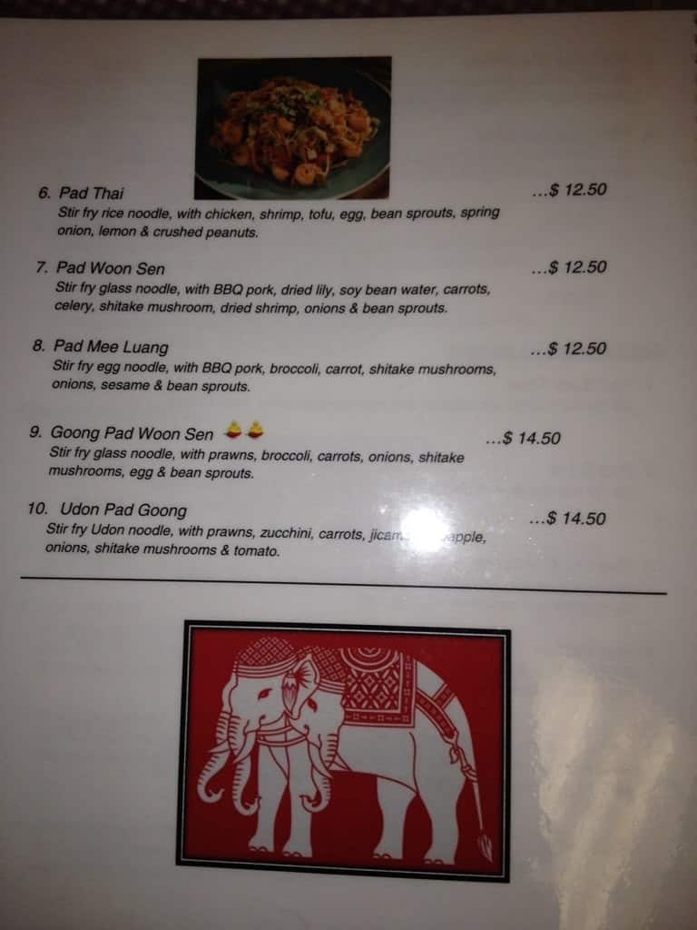 Menu at Imagine Thai Food restaurant, Campbell River