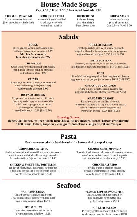 Menu at Rockyard Brewing pub & bar, Castle Rock