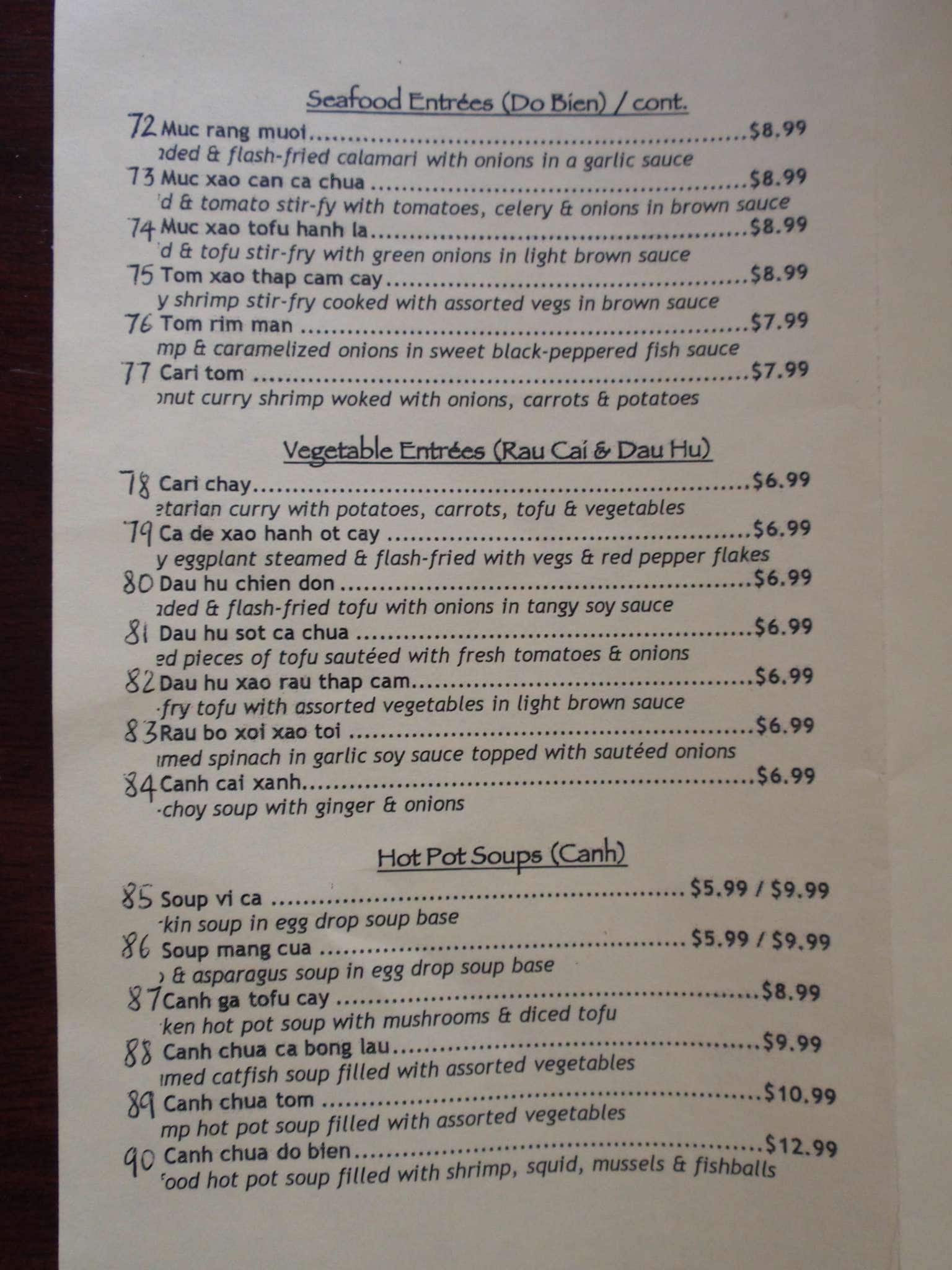 Menu at Little Saigon restaurant, Glendale, N 57th Ave