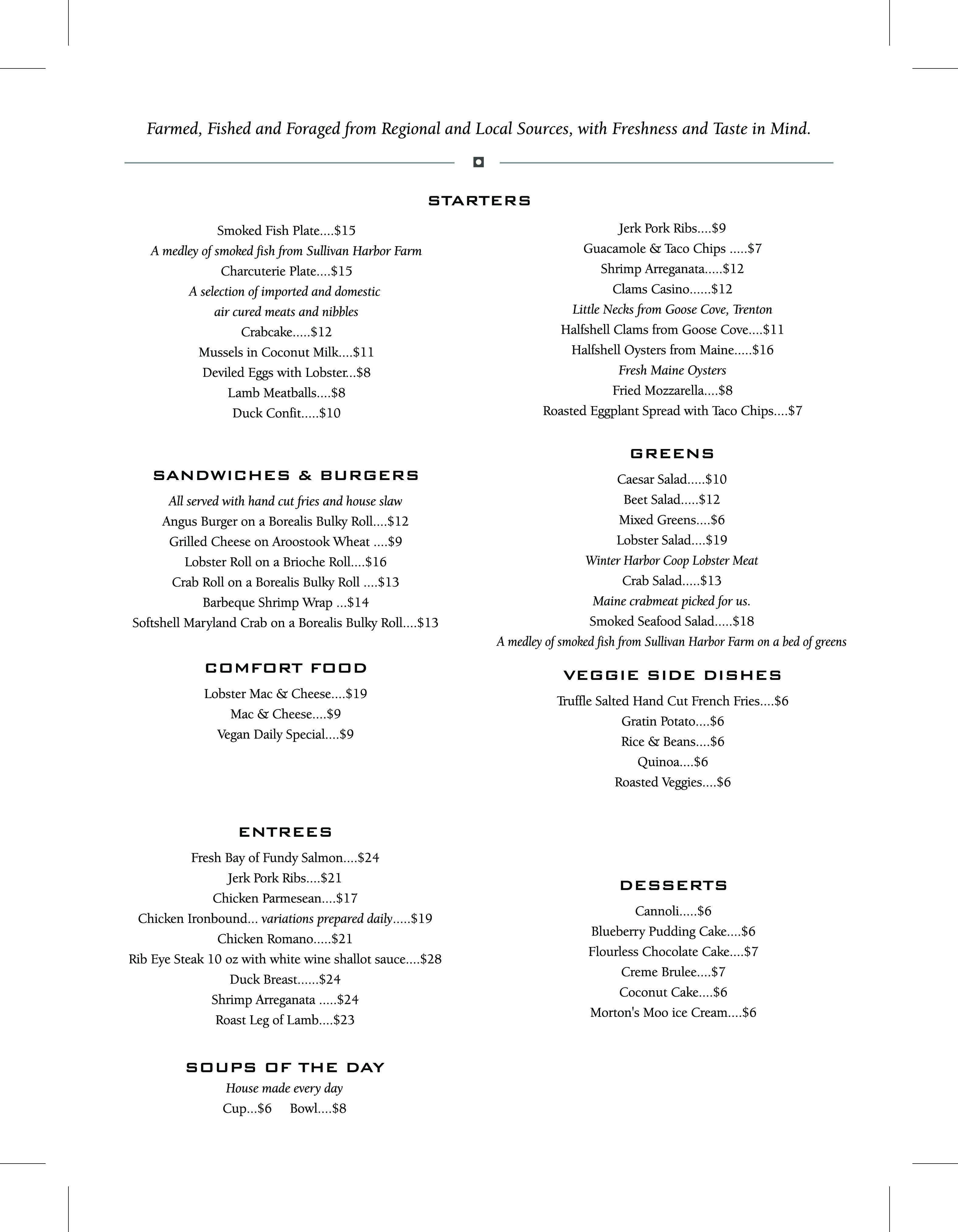 Menu at Ironbound pub & bar, Hancock