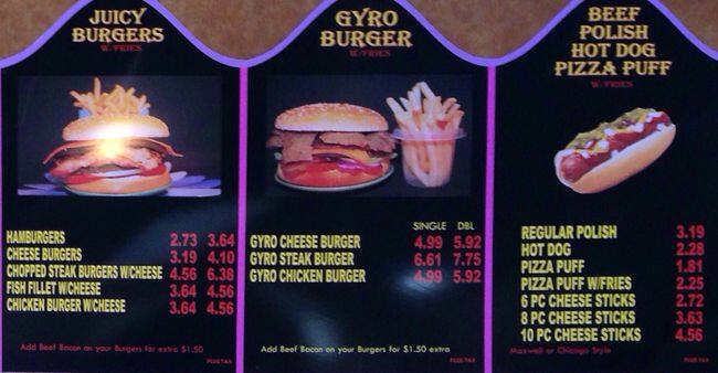 Menu at Sun Sub restaurant, Chicago, W North Ave