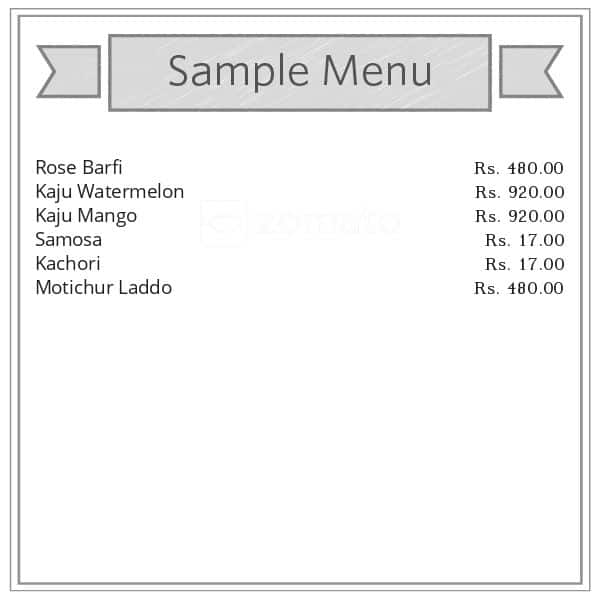 Menu of Purohit Sweets, Swargate, Pune