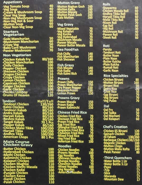 Al-Falah Restaurant Menu, Menu for Al-Falah Restaurant, Frazer Town ...