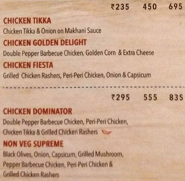 Menu at Domino's Pizza, Manipal, Counter 1