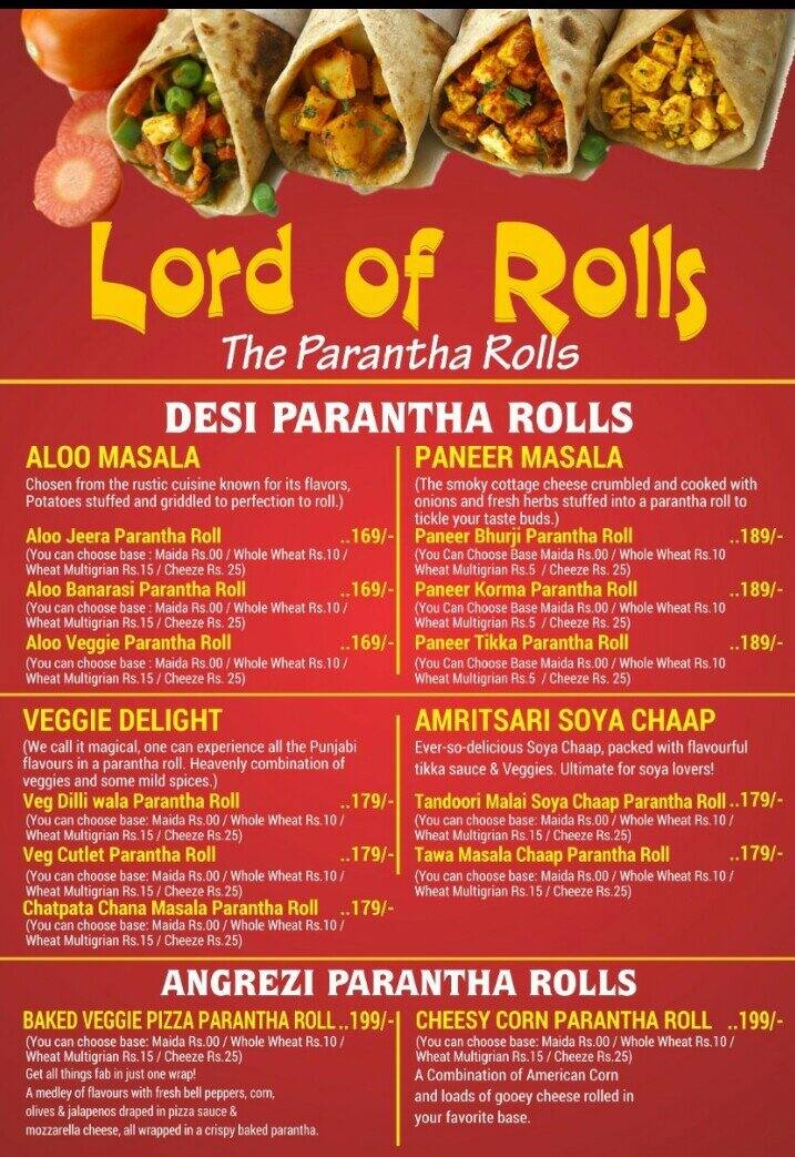 Menu of Lord Of Rolls, Rohini, New Delhi