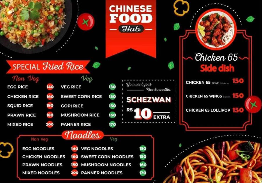 Menu of Chinese Food Hub, Thiruvanmiyur, Chennai