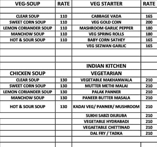 Menu at Mysore Memories Restaurant, Mysuru
