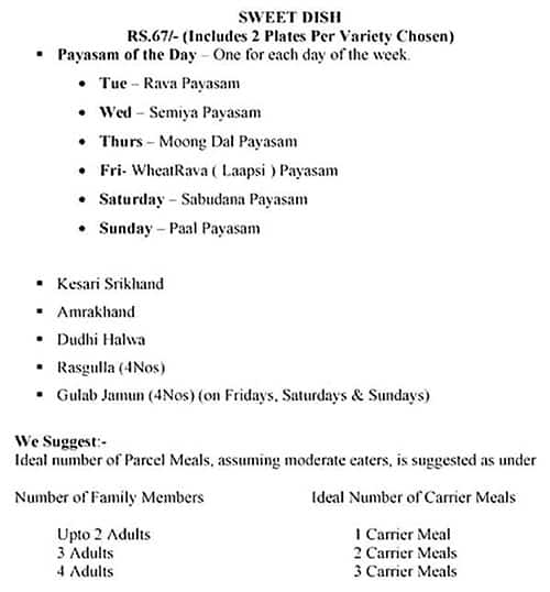 Menu of A.Rama Nayak's Udipi Shri Krishna Boarding - Since 1942 ...