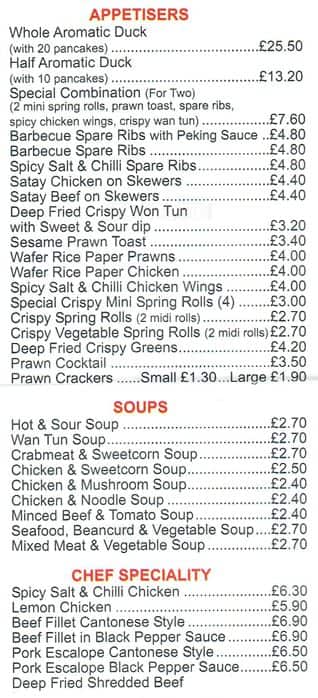 Menu at Loon Wah Chinese Takeaway fast food, Edinburgh