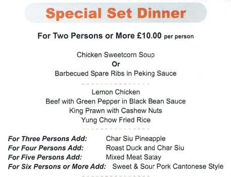 Menu at Loon Wah fast food, Edinburgh