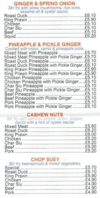 Menu at Loon Wah Chinese Takeaway fast food, Edinburgh