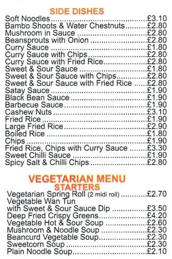 Menu at Loon Wah Chinese Takeaway fast food, Edinburgh