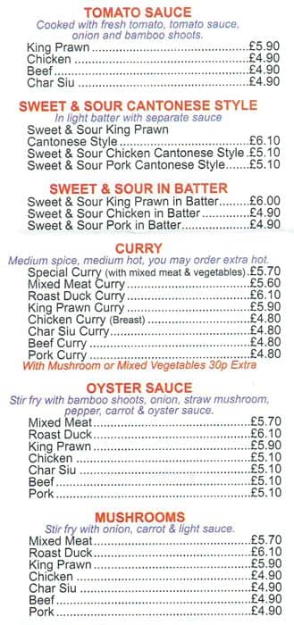 Menu at Loon Wah Chinese Takeaway fast food, Edinburgh