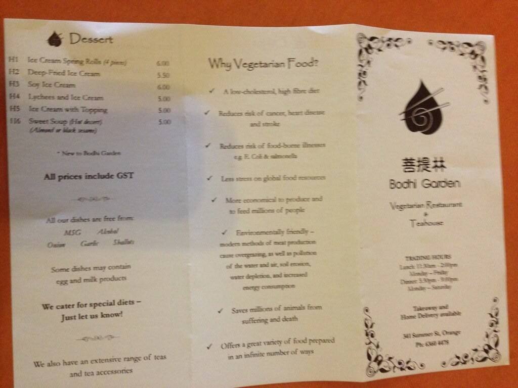 Carta del restaurante Bodhi Garden, Orange