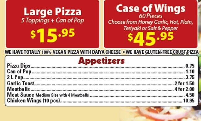 Menu at Sopranos Pizza pizzeria, Maple Ridge