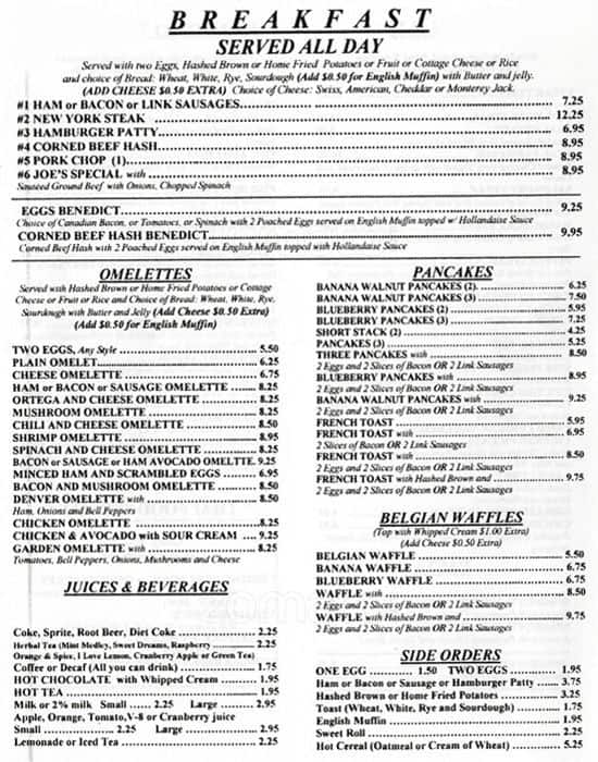 Menu at Southshore Cafe, Alameda