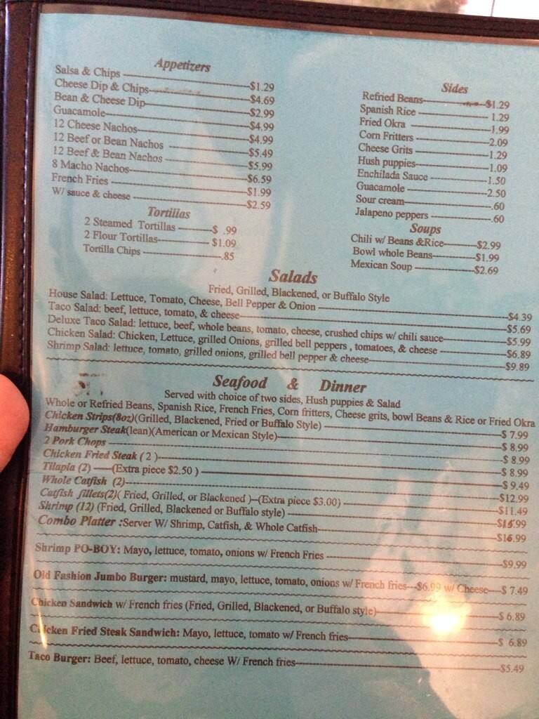 Menu at Ole' Taco House restaurant, Pensacola
