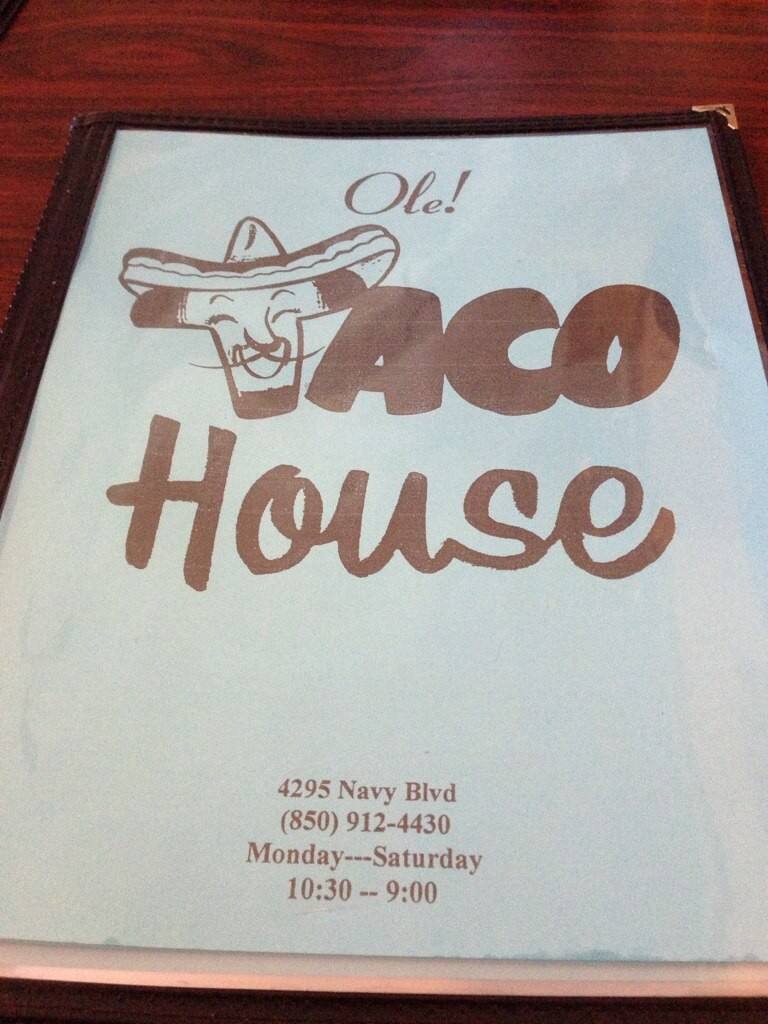 Menu at Ole' Taco House restaurant, Pensacola