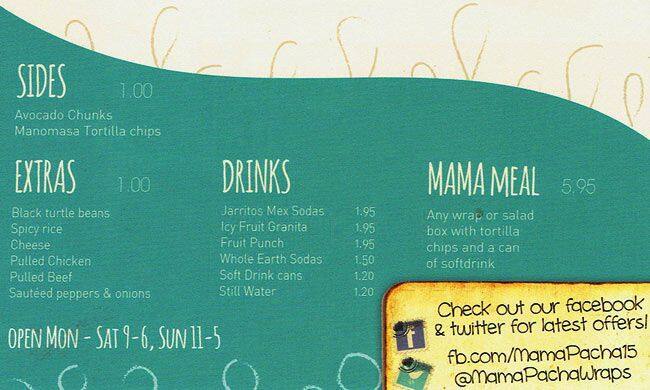 Menu at Mama Pacha restaurant, Watford