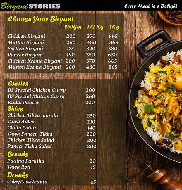 Menu of Biryani Stories, Sector 2, Noida