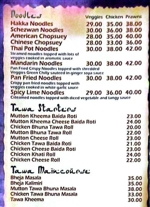 Menu of Sigdi, Al Karama, Dubai