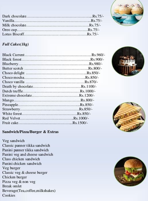 Menu of Royal Cakes & Bakes, Whitefield, Bangalore