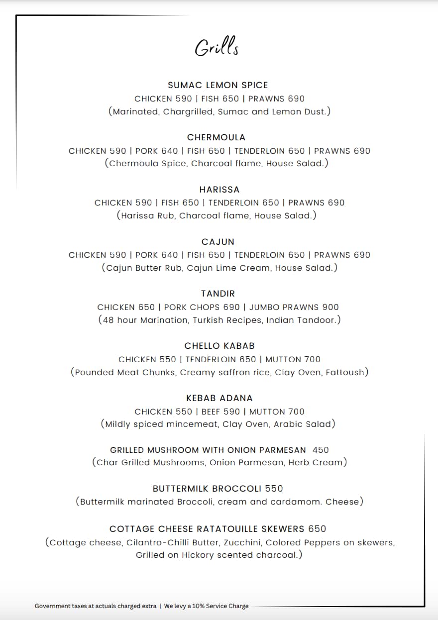 Menu of House Of Goth, Assagao, Goa