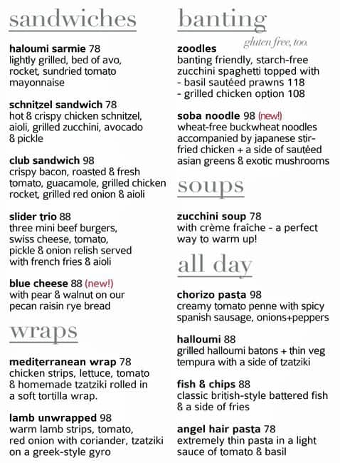 Menu at Deli One Sandton City restaurant, Sandton, Lower Ground