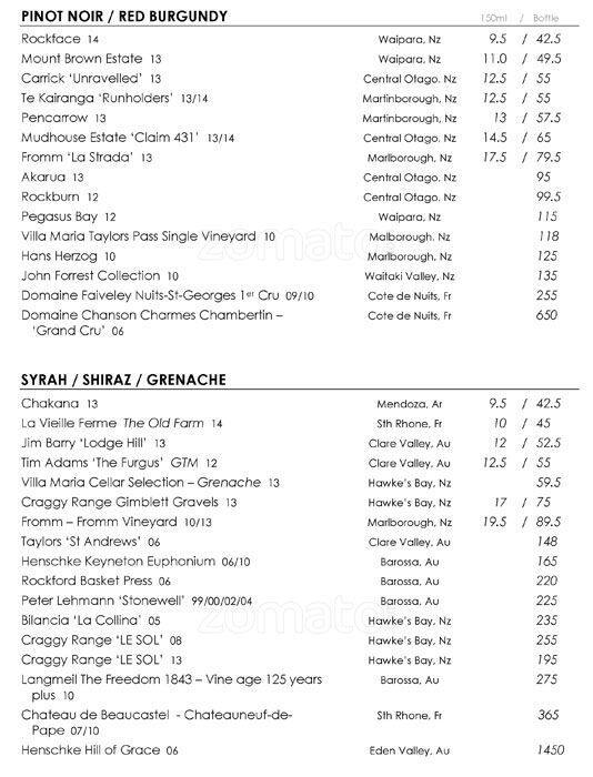 Menu at Fiddlesticks Restaurant and Bar, Christchurch
