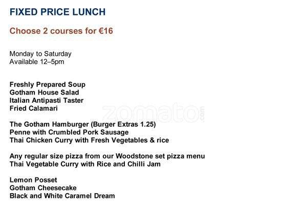 Menu at Gotham Cafe Ltd.,, Dublin