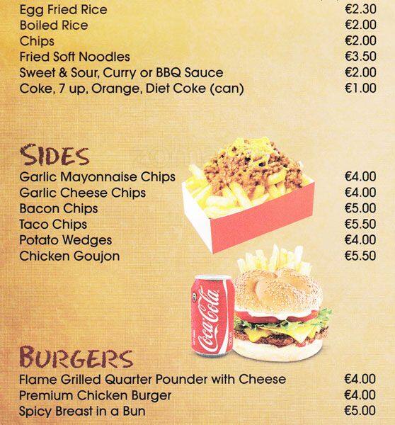 Menu at Aroma Chinese Takeaway restaurant, Dublin