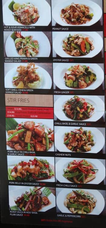 Menu at Holy Basil restaurant, Canley Heights