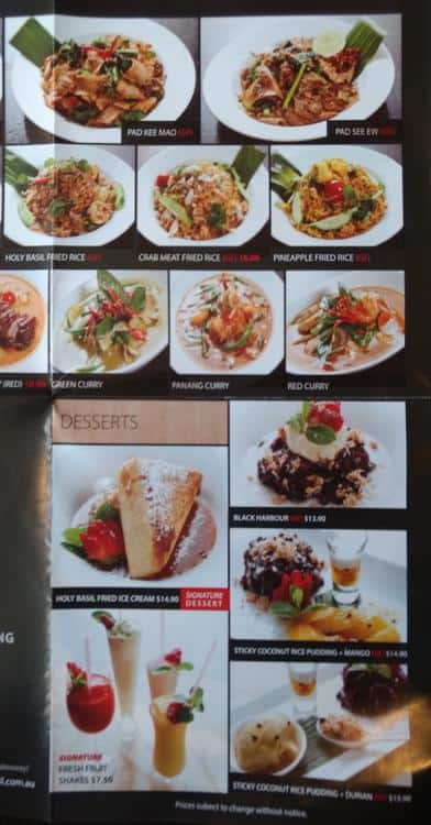 Menu at Holy Basil restaurant, Canley Heights