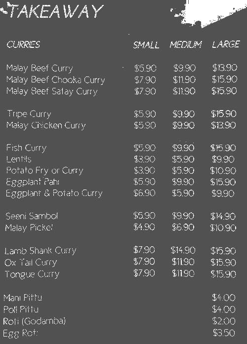 Menu at Kites restaurant, Clayton South