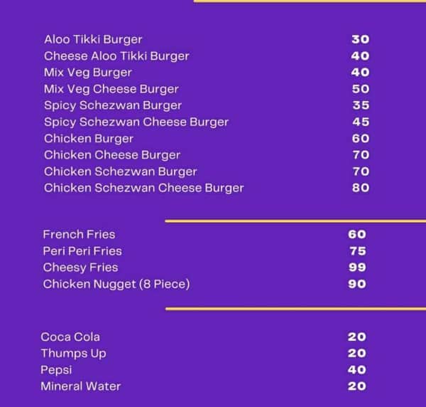 Menu of Burger House, Bhandup, Mumbai